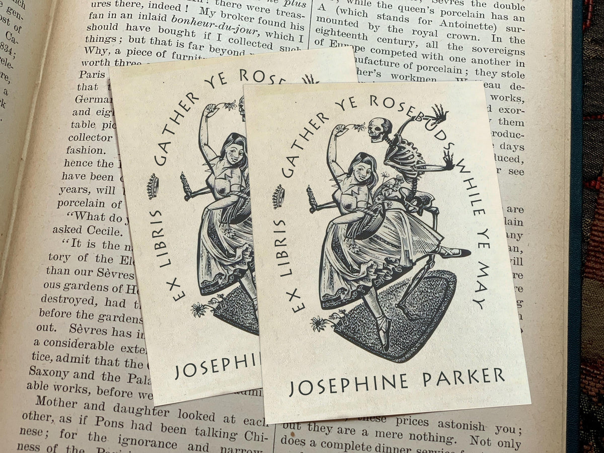 Gather Ye Rosebuds, Death and the Maiden, Personalized Ex-Libris Bookp ...