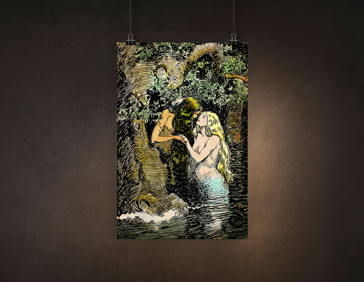 The Nymph Caught the Dryad in Her Arms, Illustrated by Harold Robert M – Ebon et Noir