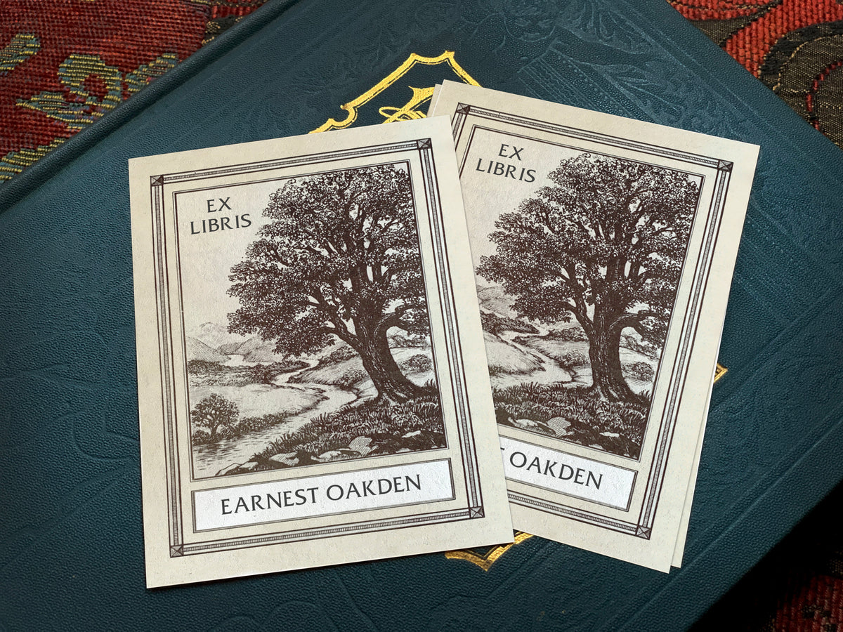 Oak and Stream, Personalized Ex-Libris Bookplates, Crafted on Traditio ...