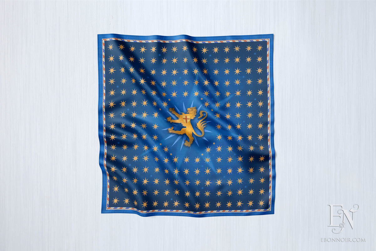 Florentine Rampant Lion Against a Celestial Field, Luxurious Square Sc ...