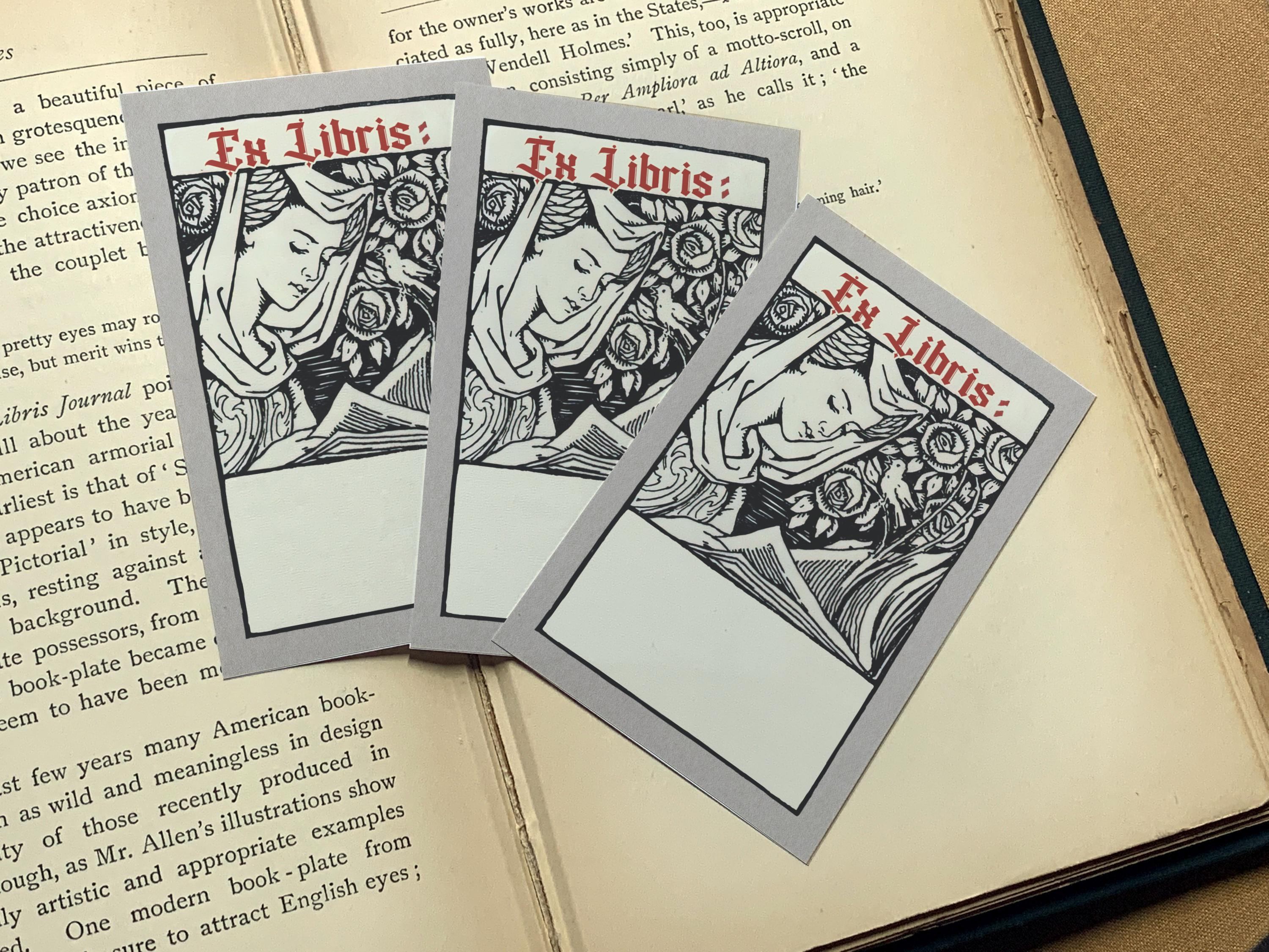 Lady of the Roses, Personalized Ex-Libris Bookplates, Crafted on Tradi ...