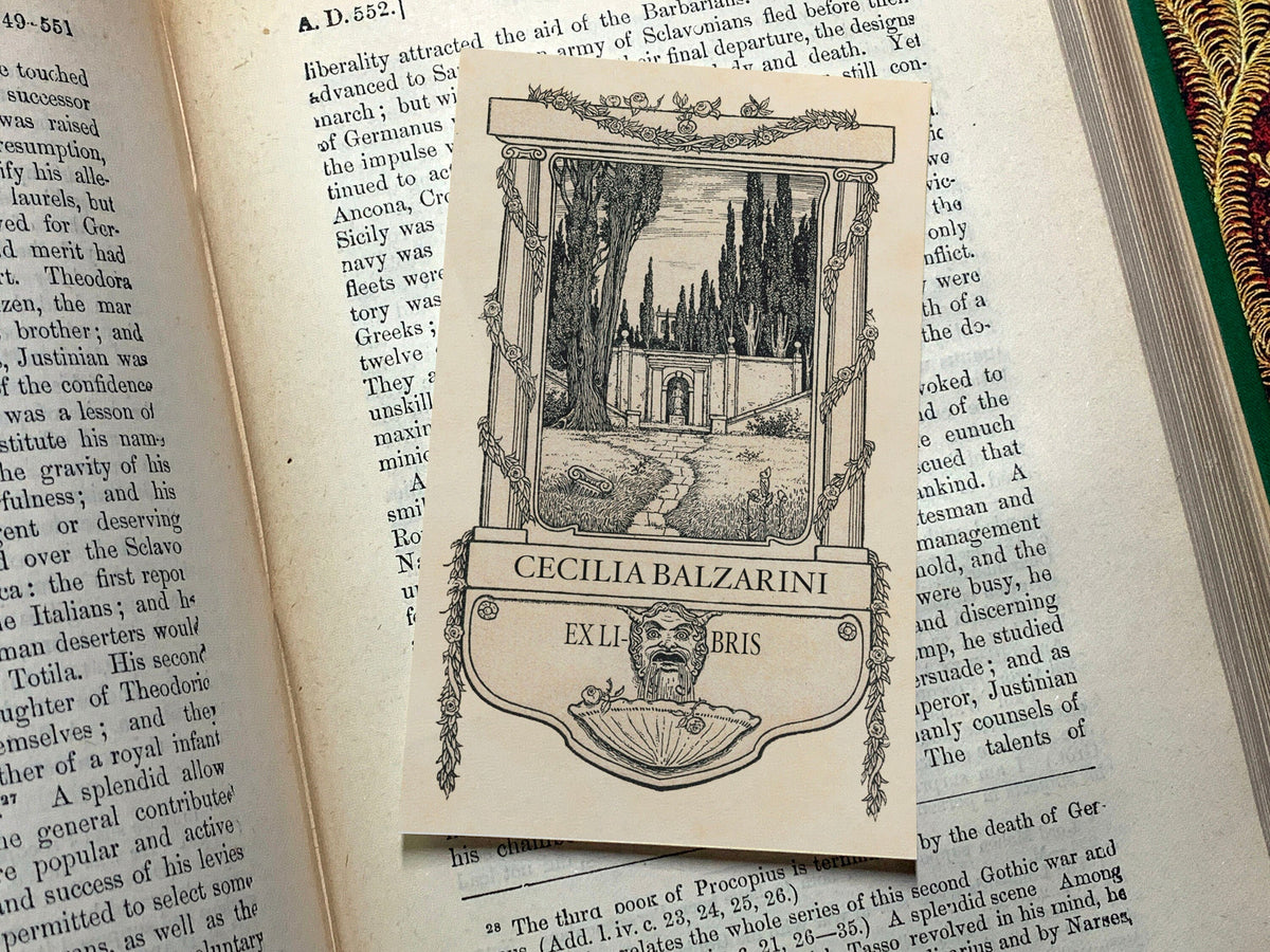 Italian Garden, Personalized Ex-Libris Bookplates, Crafted on Traditio ...