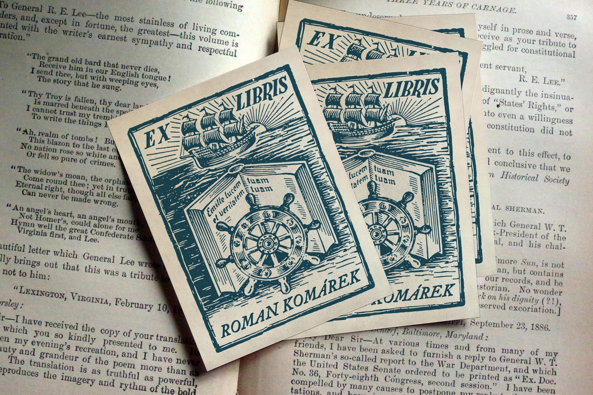 Captain's Wheel, Personalized Nautical Ex-Libris Bookplates, Crafted o ...