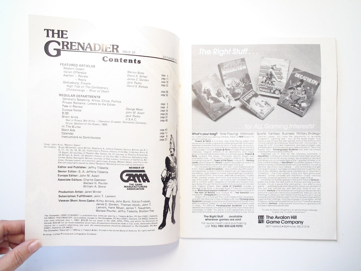 The Grenadier Magazine (GDW), #23, Vintage War Gaming, Western Dessert ...