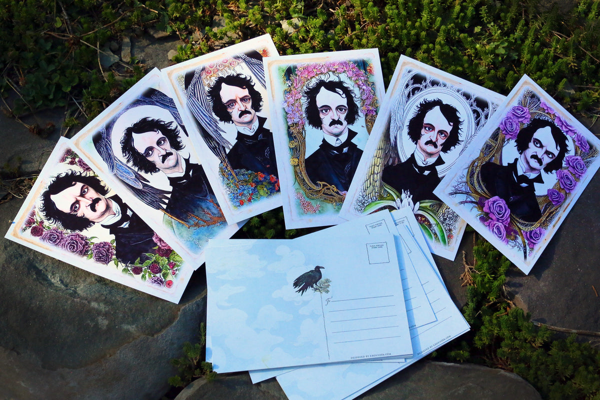 Watercolor Portrait of Edgar Allan Poe, Postcard/Greeting Card Set, Ex ...