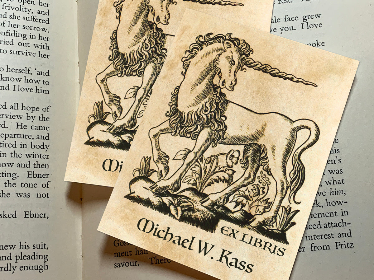 Medieval Unicorn, Personalized Ex-Libris Bookplates, Crafted on Tradit ...